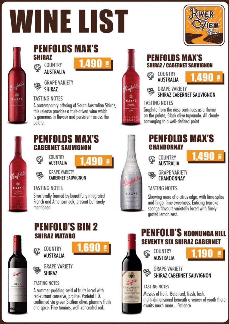 Menu - River View Bar